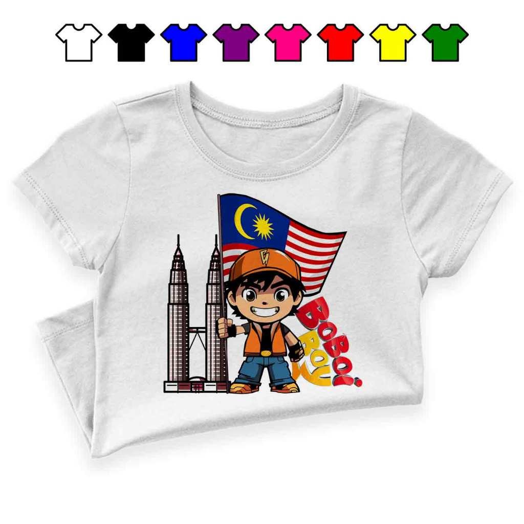 Baju Boboiboy Malaysia Merdeka T Shirt Boy Girl Fashion Budak Anime Kid ...