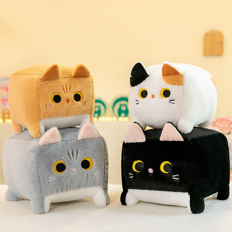 Kawaii Square cat doll plush toy cartoon cat doll kitten doll gift ...