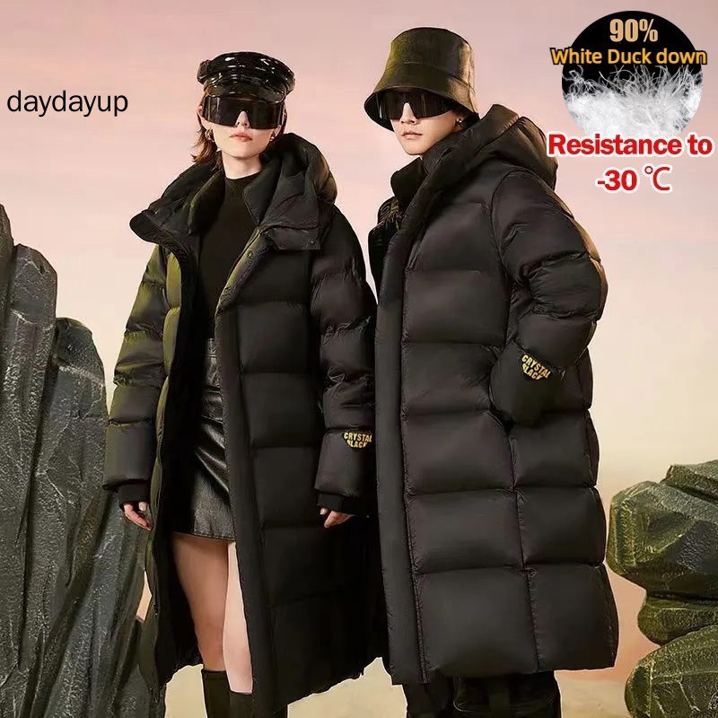 Women Men Down Jacket Couple Black Gold Jacket Windproof Waterproof ...