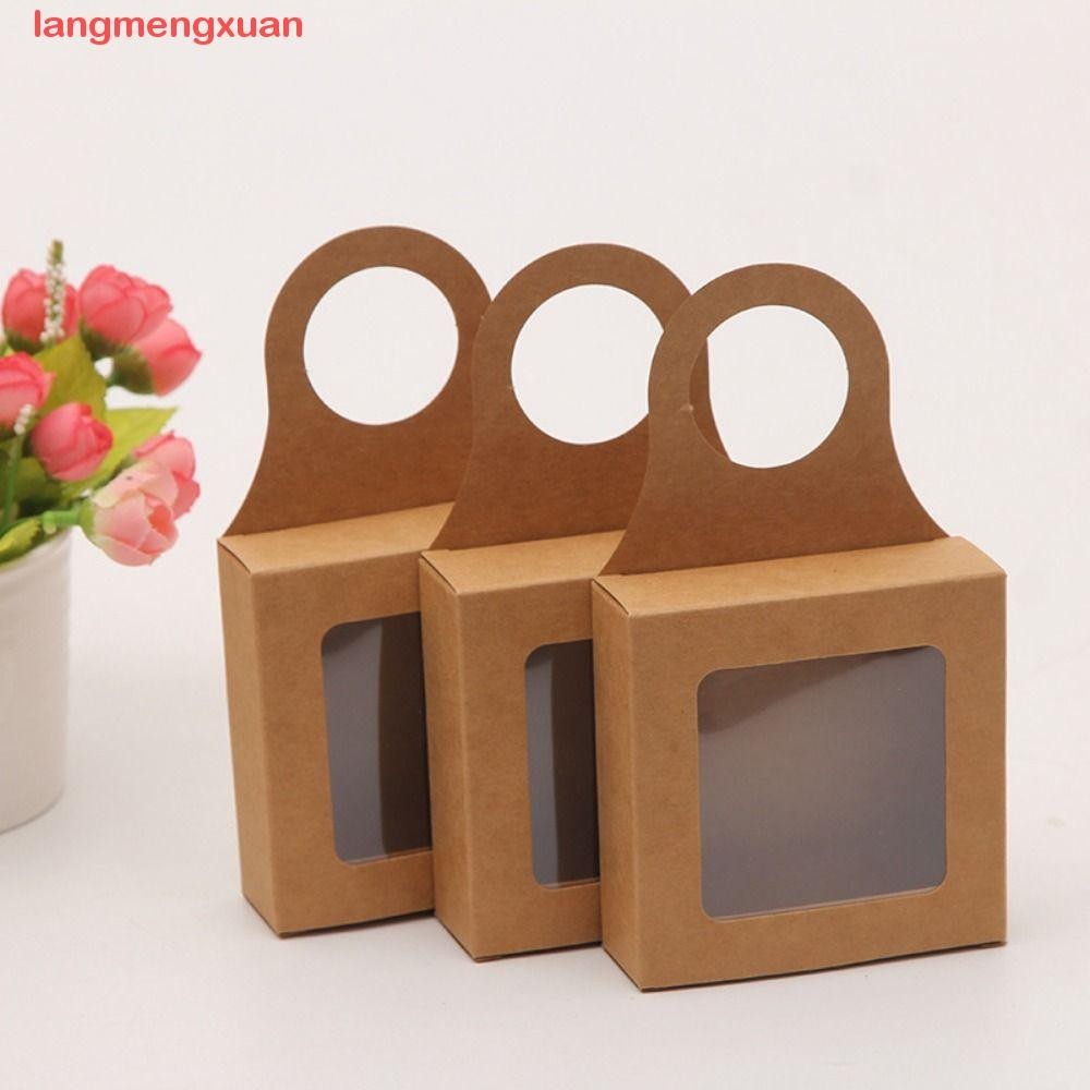 LANGMENGXUAN 10Pcs/set Wine Bottle Box, Kraft Paper With Hook Candy ...