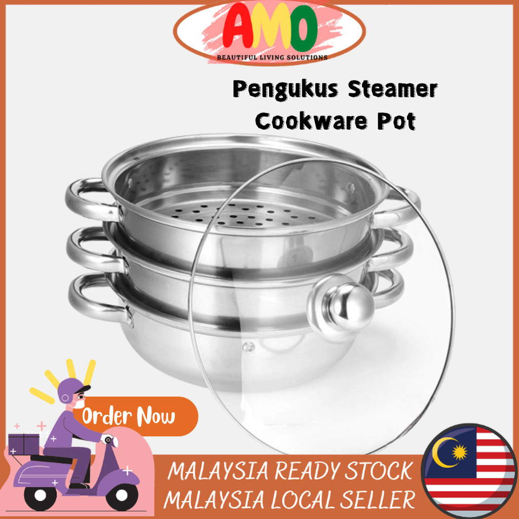 28cm 3-Layer Large Stainless Steel Cooking Pot For Steaming, Stewing ...