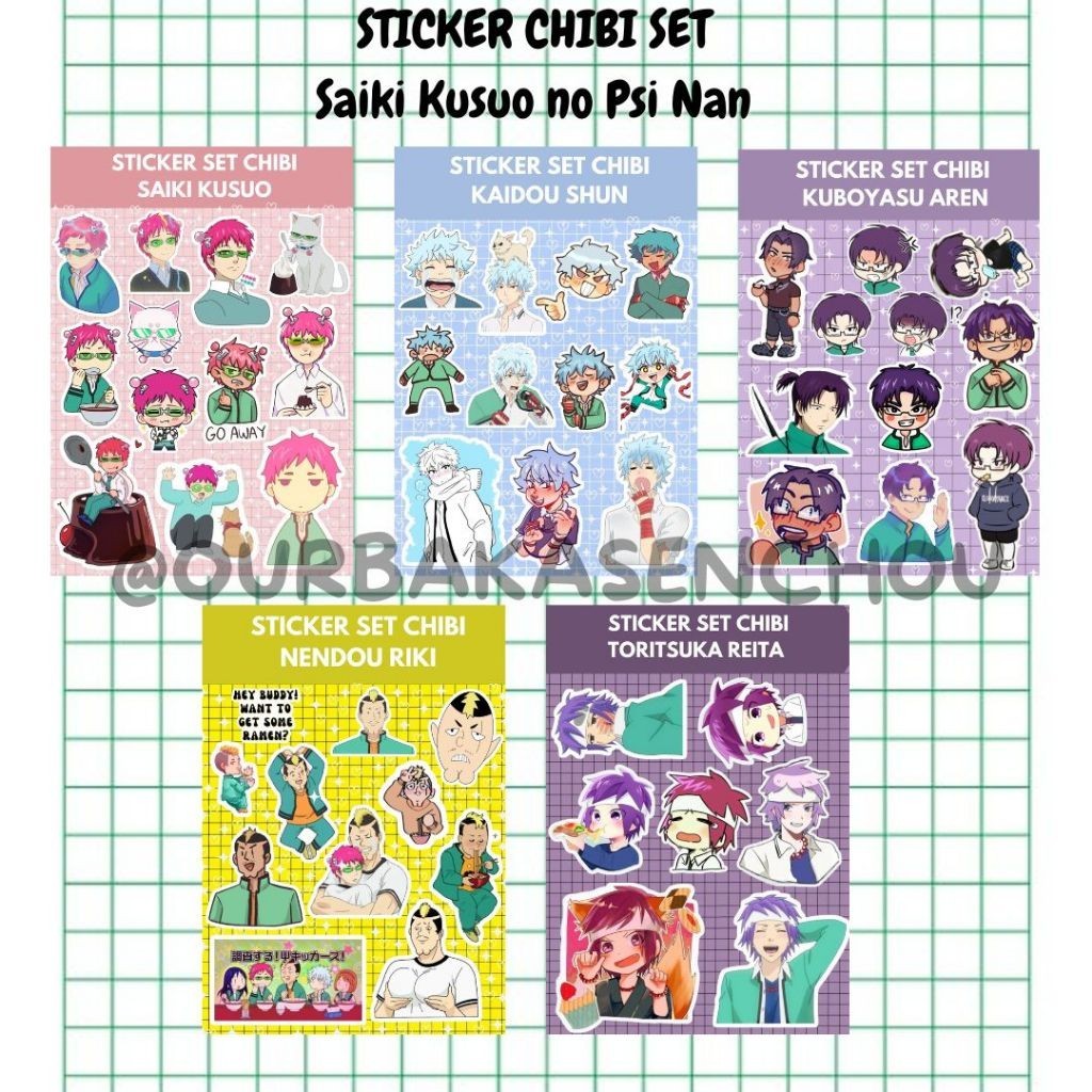 Sticker SET CHIBI anime SAIKI KUSUO NO PSI MAN - sticker anime - Pre ...