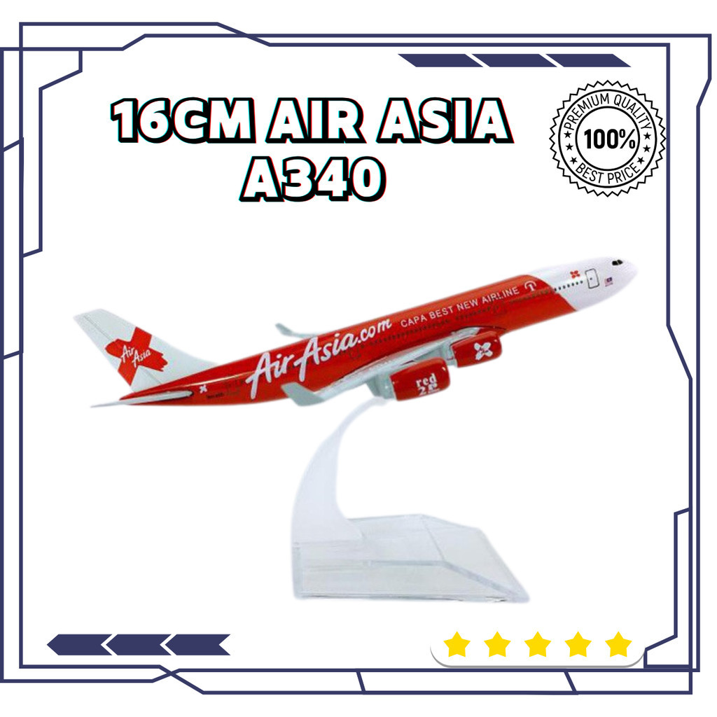 16cm Air Asia Airlines Airbus A340 Scale 1:400 Metal Aircraft Replica ...