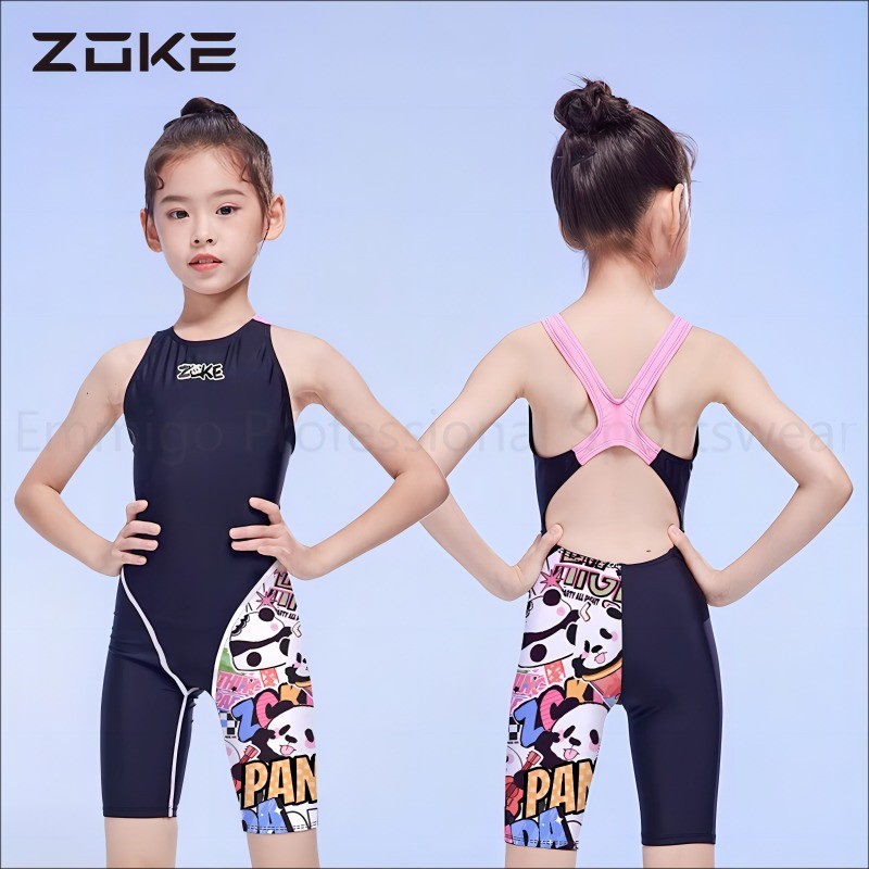 Zoke Girls Knee-Length Swimsuit Teens Girls Cartoon Printed Fastskin ...
