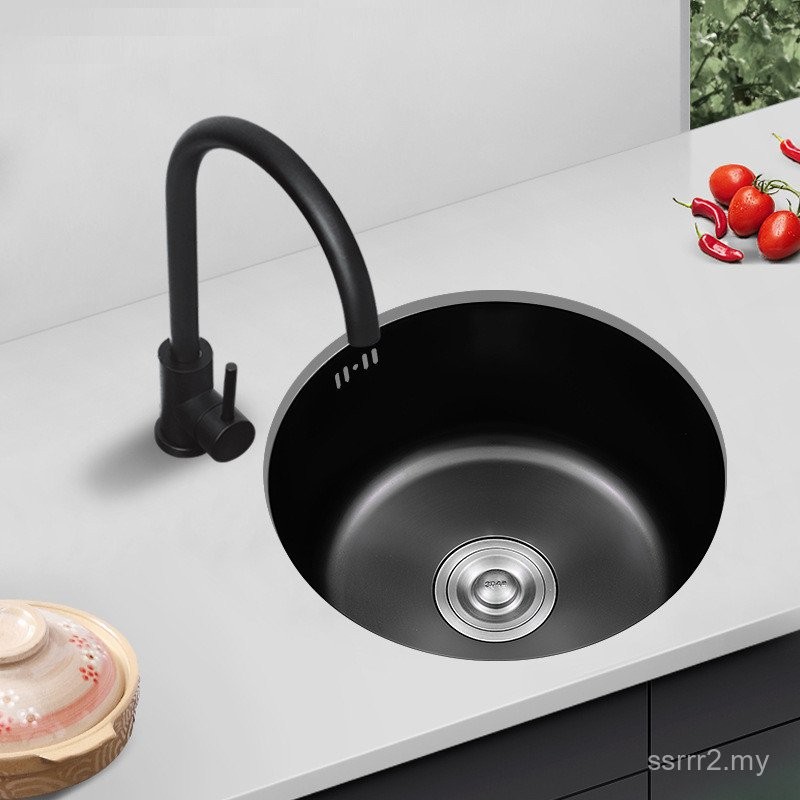Tangki air bulat hitam keluli tahan karat nano, singki sayur dapur ...