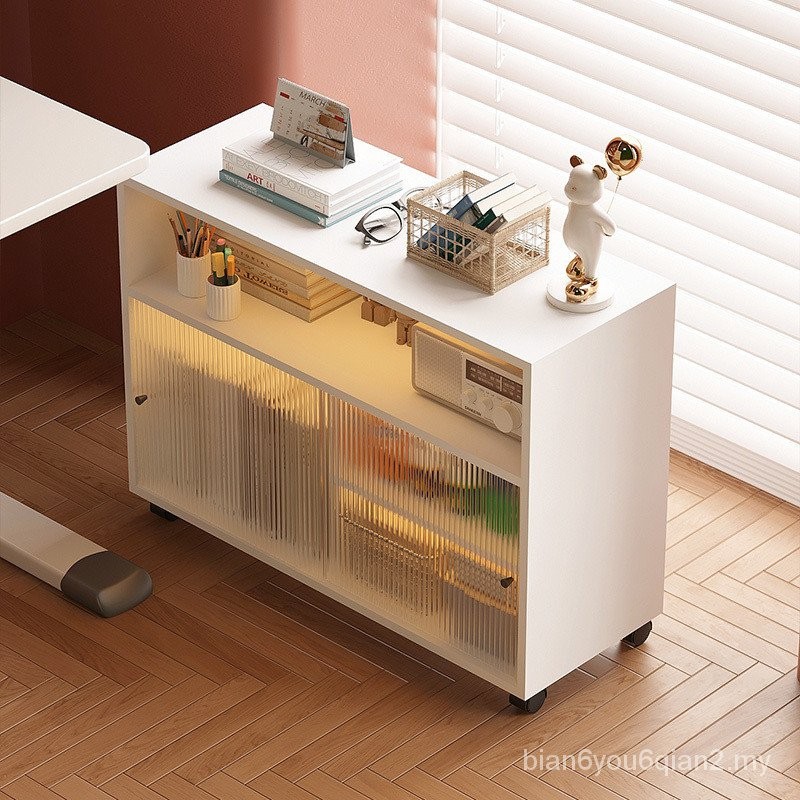Movable Desk with Wheels Low Cabinet Home Desk Storage Rack under Table ...