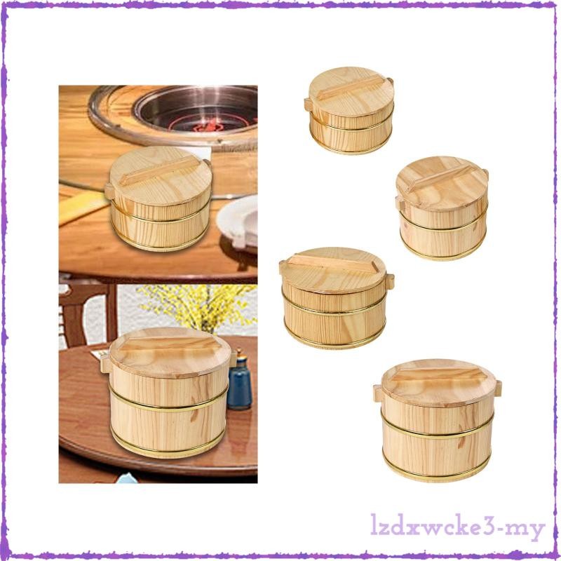 [LzdxwckefaMY] Wooden Steamed Rice Bucket with Lid, Round Rice Bowl ...