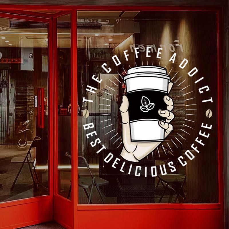 Coffee Shop Decorative Glass Stickers Milk Tea Shop Cold Drink Shop ...