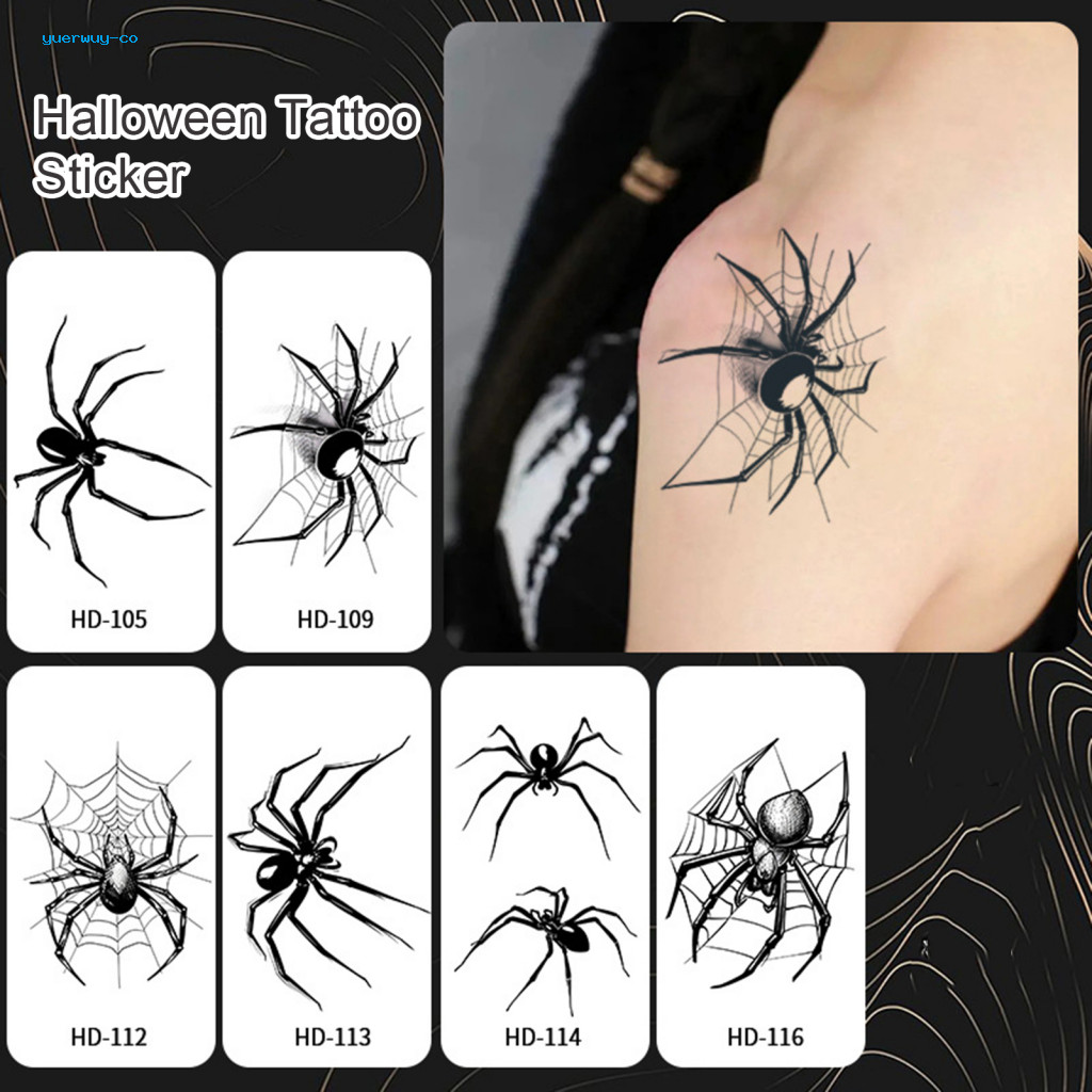 yuerwuy Temporary Spider Tattoo Halloween Spirit Temporary Tattoo ...