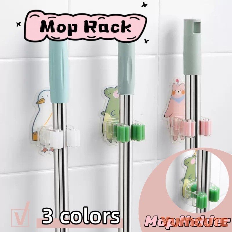Cartoon Mop Holder Cute Duck Bear Hole-free Wall Mounted Broom Mop ...
