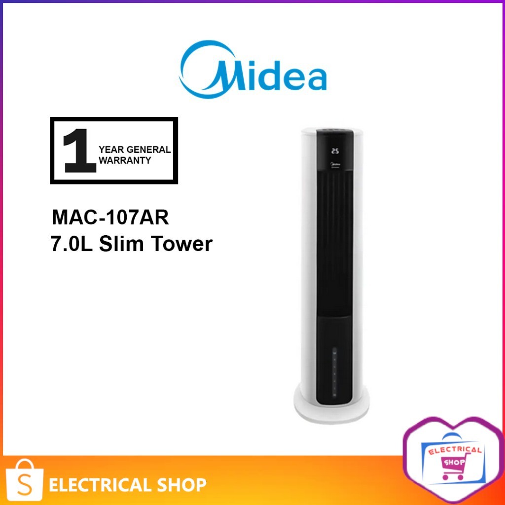 Midea 7.0L Slim Tower MAC-107AR AirCooler MAC107AR / 10L Air Cooler MAC ...