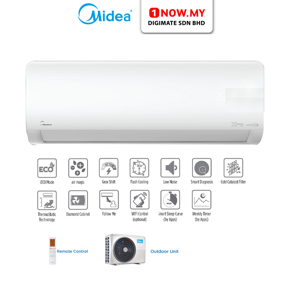 MIDEA 1HP 1.5HP 2HP 2.5HP Xtreme Save Inverter Air Conditioner MSXS-10CRDN8 / 13CRDN8 / 19CRDN8 ...