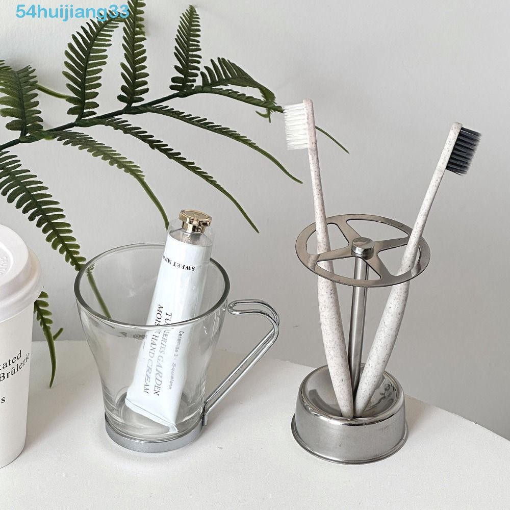 HUIJIANG Steel Toothbrush Holder, Stainless Steel Four Divided ...