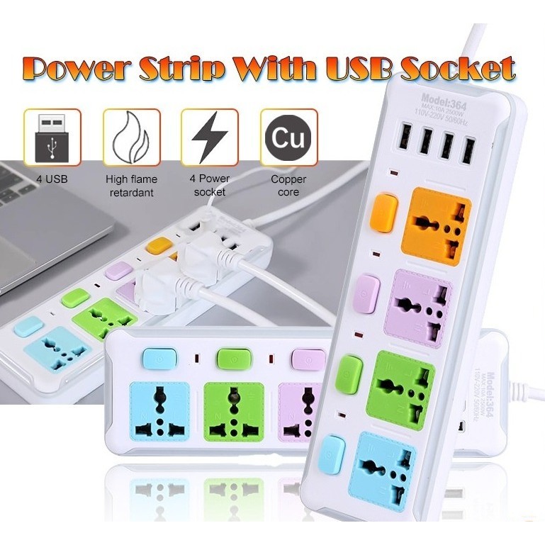 Extension Plug Power Socket 2M/5M/8M With USB Ports Extension Socket ...