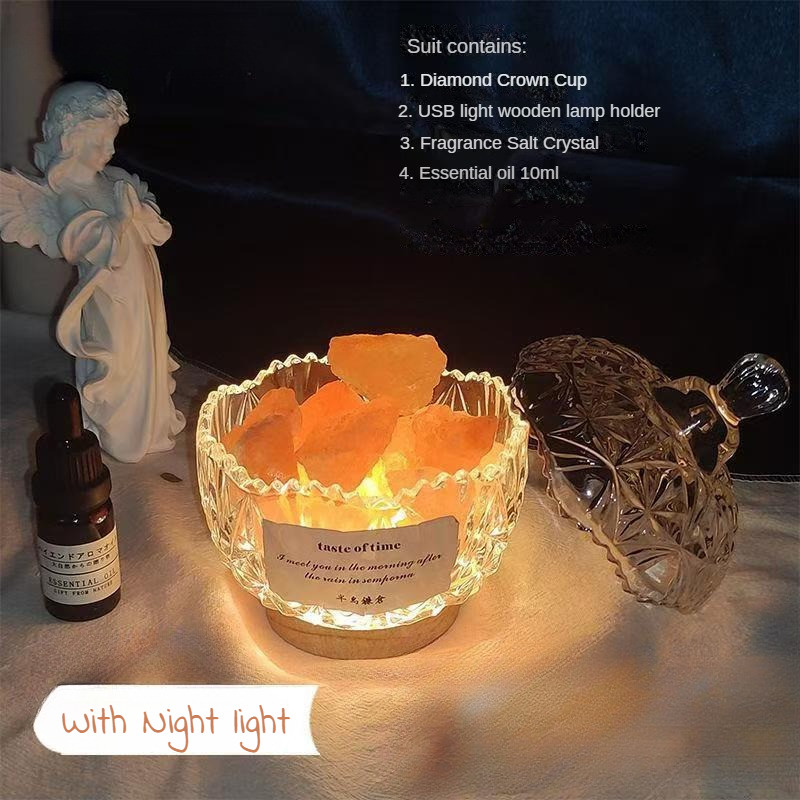 Natural Salt Crystal Stone Lamp Gift Set Crystal Stone Diffuser ...