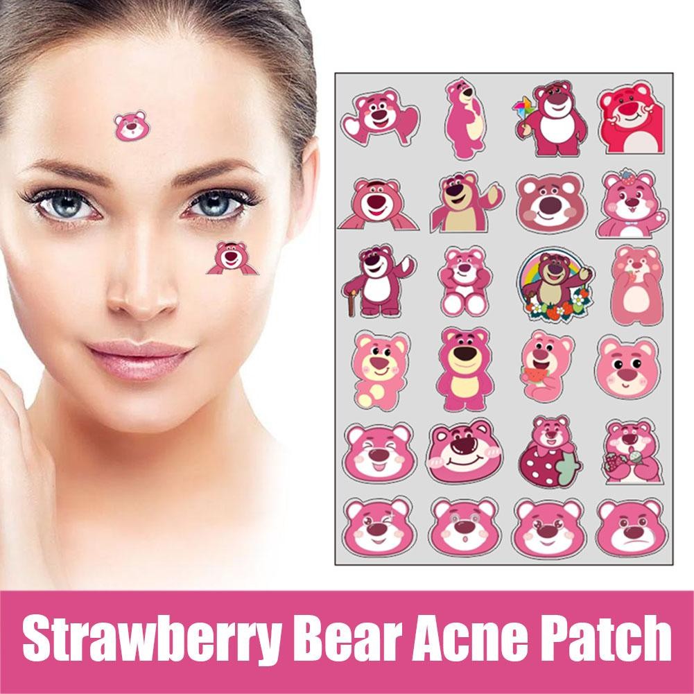 Cartoon Cute Strawberry Bear Acne Patch Pimple Patch PE Sticker 24pcs ...