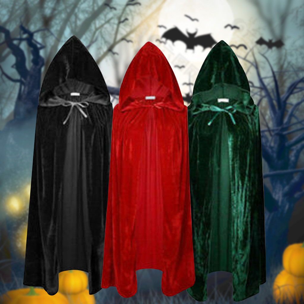 New Halloween Cloak Cape Hooded Medieval Costume Witch Wicca Vampire ...