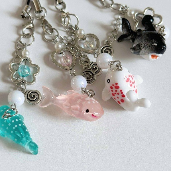Steve Cute Simulation Of Marine Life Mobile Phone Chain Handmade Beaded ...