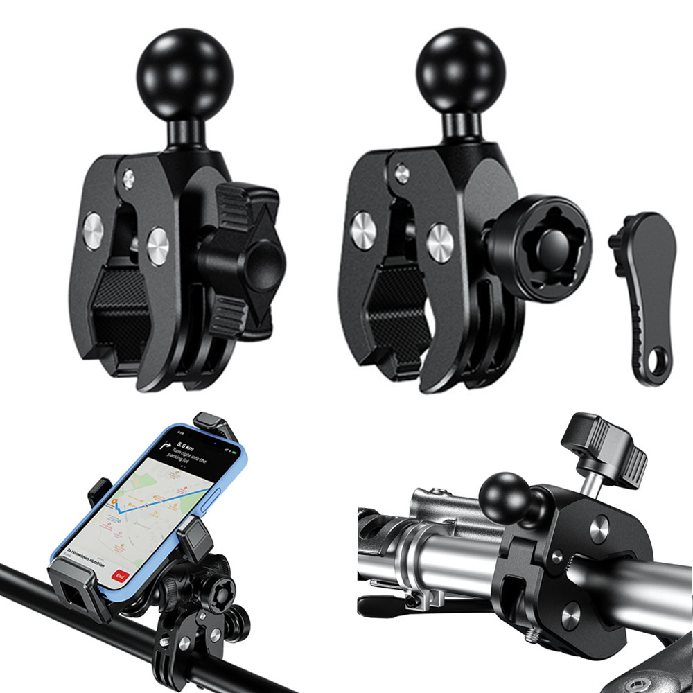 Motorcycle Handlebar Clamp Mount Base with 25mm TPU Ball for Rails 12mm ...