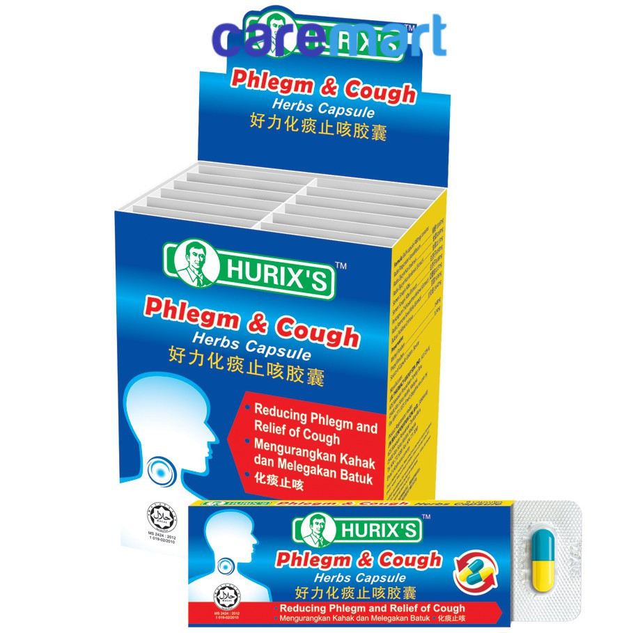 HURIX'S PHLEGM & COUGH HERBS CAPSULE 6'S X 12 BLISTER (EXP:10/2026 ...