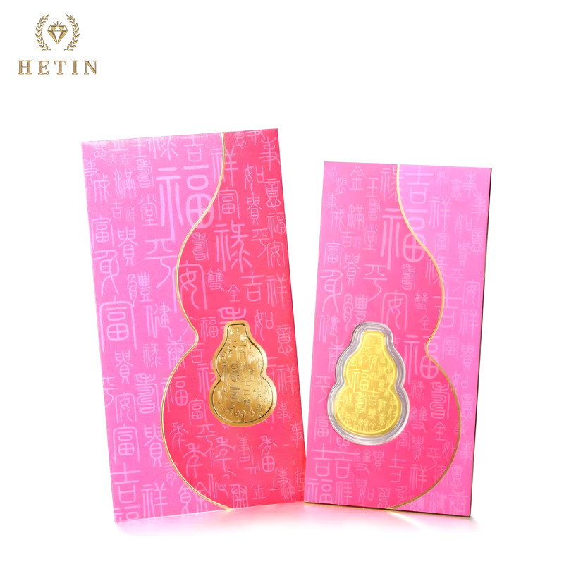 【HETIN】“FuLu” Gold Calabash （0.2g）999 Pure Gold Bar Gold Pieces Give ...