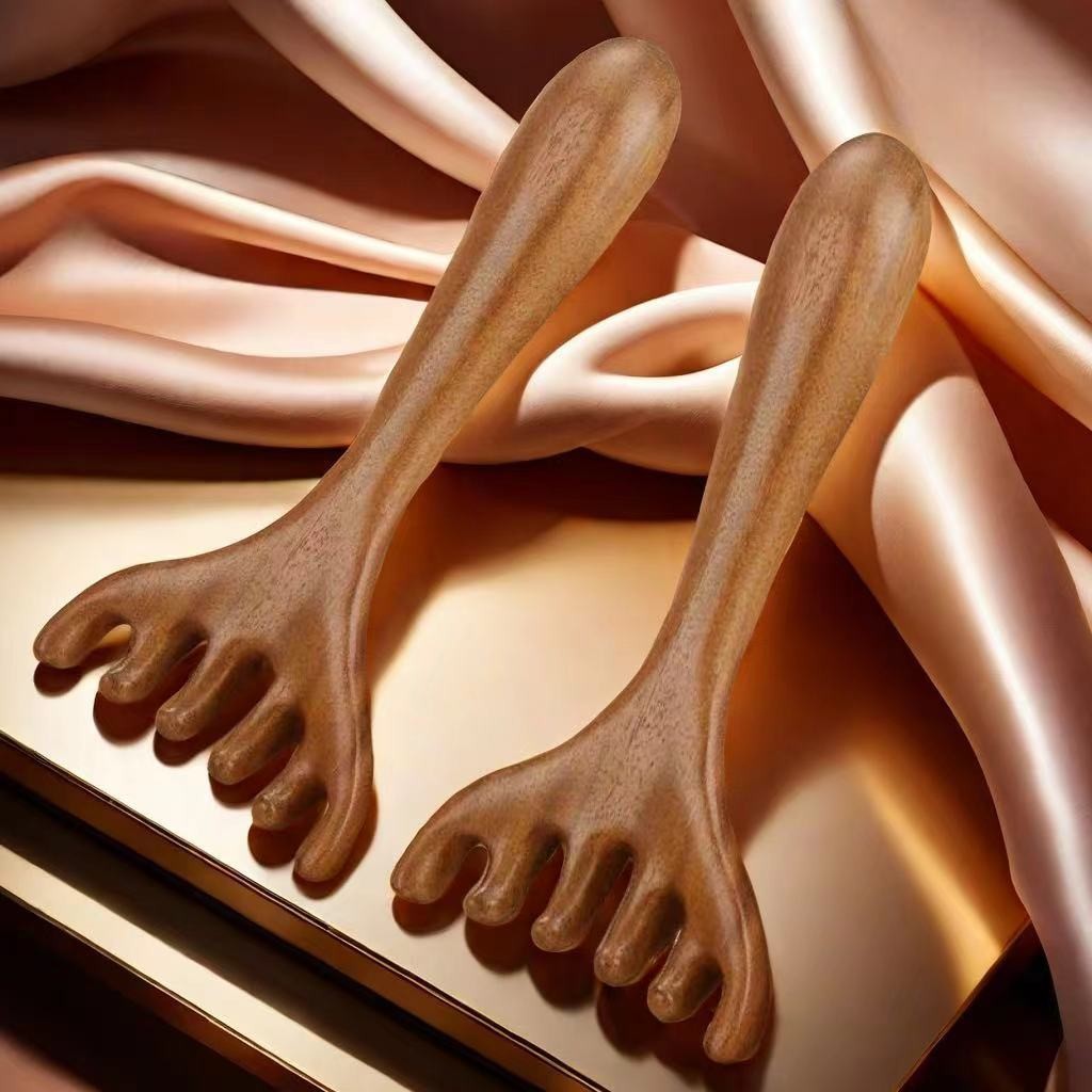 Sandalwood Head Antlers Massager Five-Claw Massage Comb Scalp Meridian ...