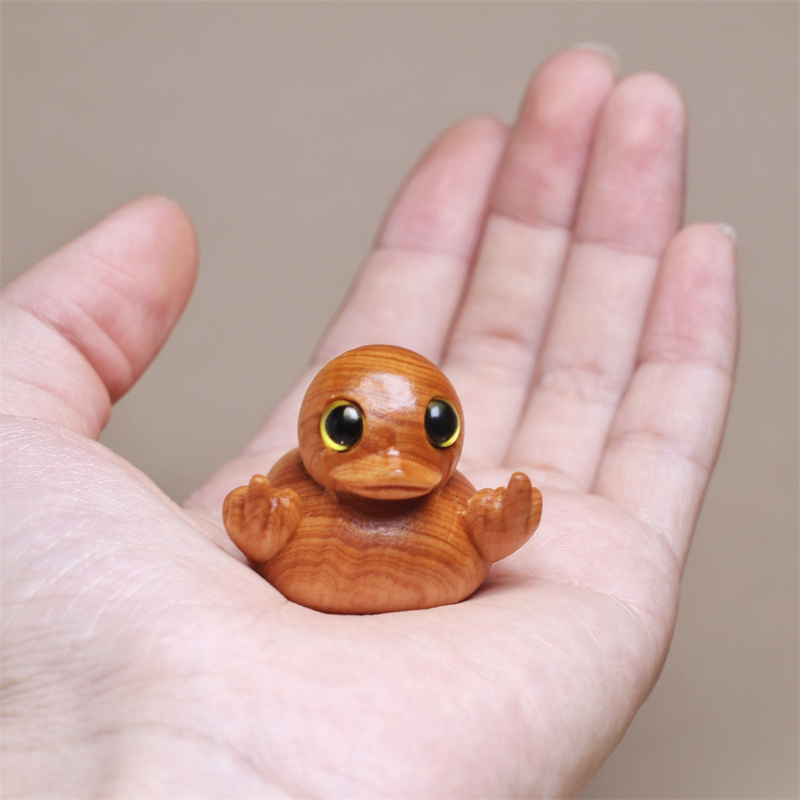 Statue Thuja Wood Carving Middle Finger Duck Handle Piece Creative ...