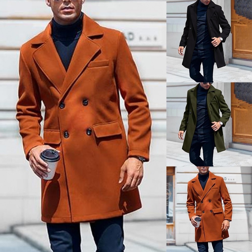 Double Breasted Men's Trench Coat Elegant Outwear for Cold Weather ...