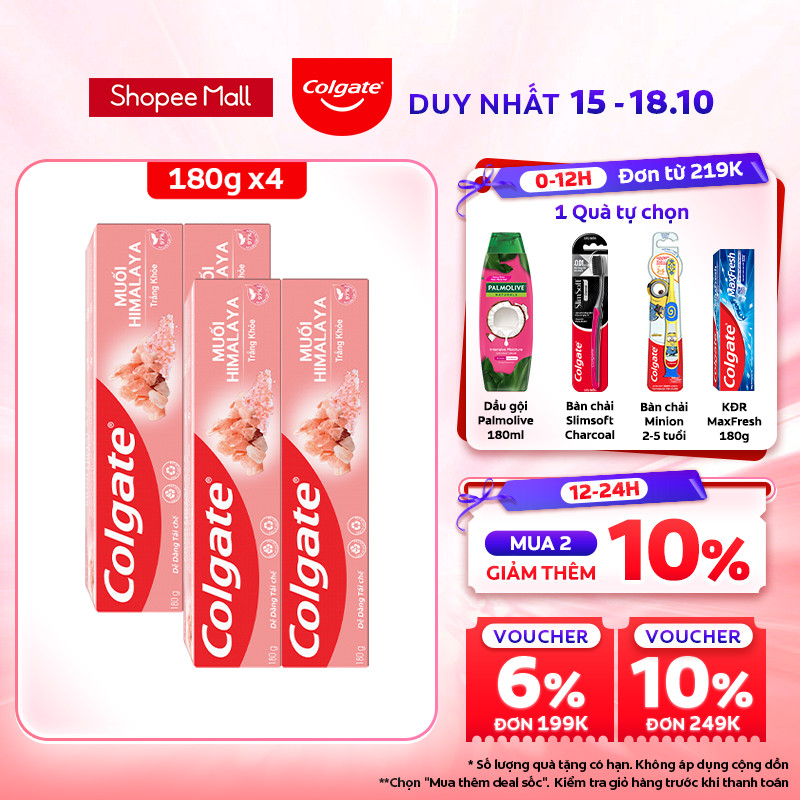 Set of 4 Colgate natural bright and healthy Himalayan salt toothpaste ...