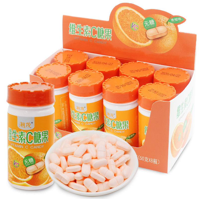 Sugar-free Vitamin C Candy 50g Bottle Orange Flavor Chewable Tablets ...