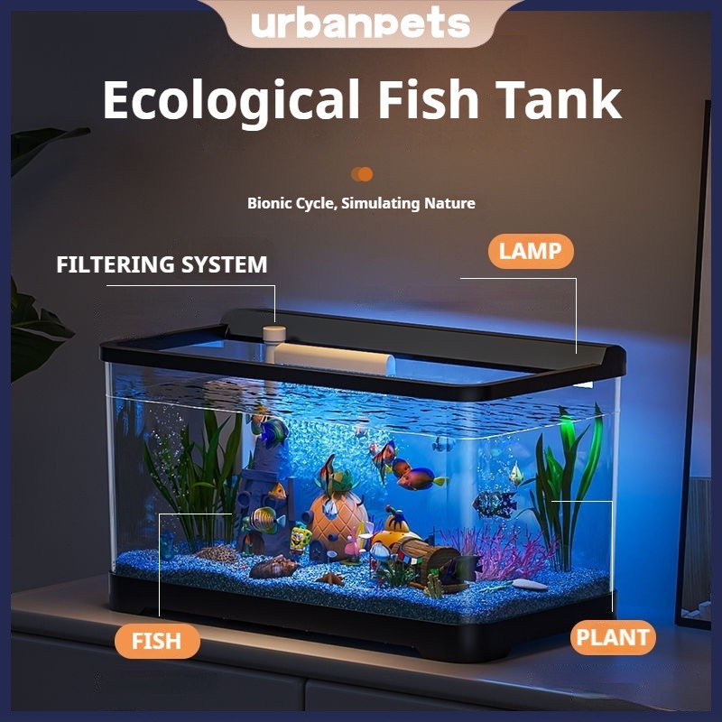 Fish Tank Aquarium With Light Self-Circulation Ecological Fishtank Set ...