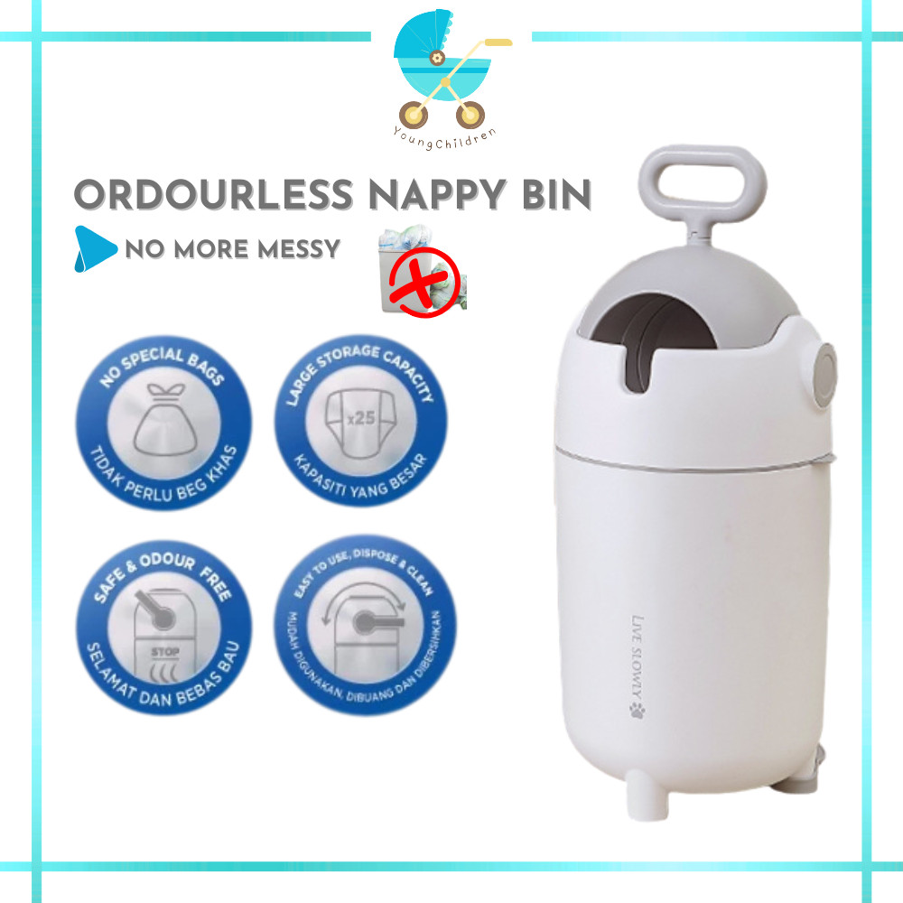 👶Tong Sampah Pampers Nappy Bin Odourless Diaper Pail Diapers Bin Baby ...