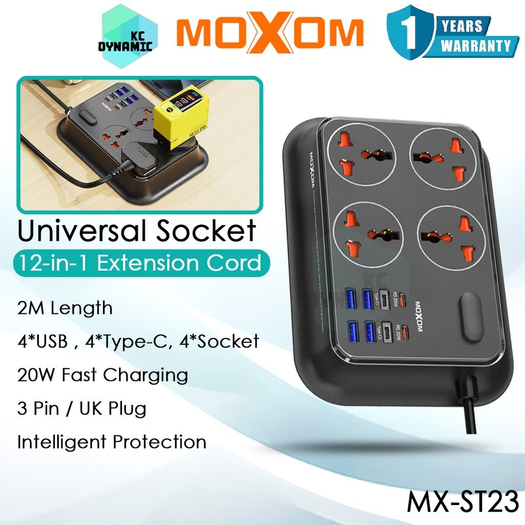 Moxom MX-ST23 20W Extension Plug Cord Power Socket Extension Cord Moxom ...