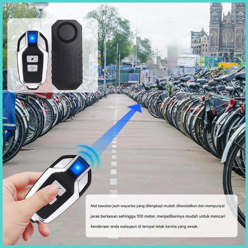 Scooter Alarm Vibration Alarm With Remote Electric Wireless 113dB Vibration Sensor Security ...
