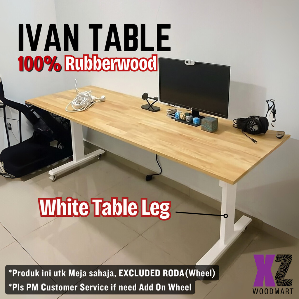 Ivan Gaming Table with White Leg 100% Rubber Wood Study Table PC Table ...