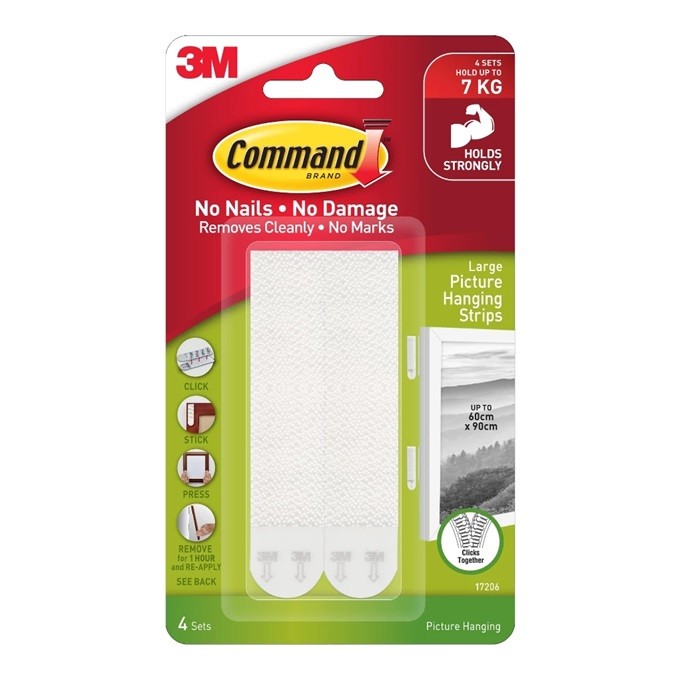 3M Command Large Picture Hanging Strips 17206 ANZ Hook & Loop Set No ...