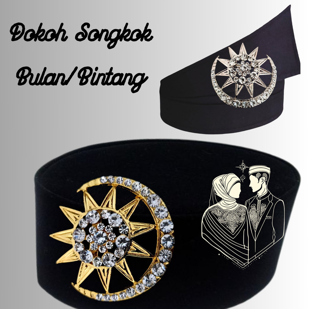 (Saiz Besar) Kerongsang Dokoh Songkok Tanjak Bulan Bintang Pengantin ...