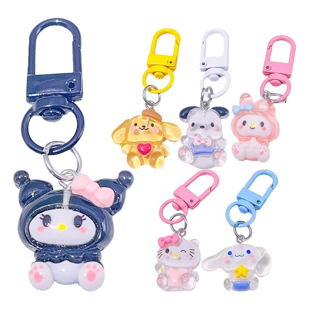 Sanrio Shimmering Keychain Cartoon Cinnamoroll and Kuromi Charms Cute ...