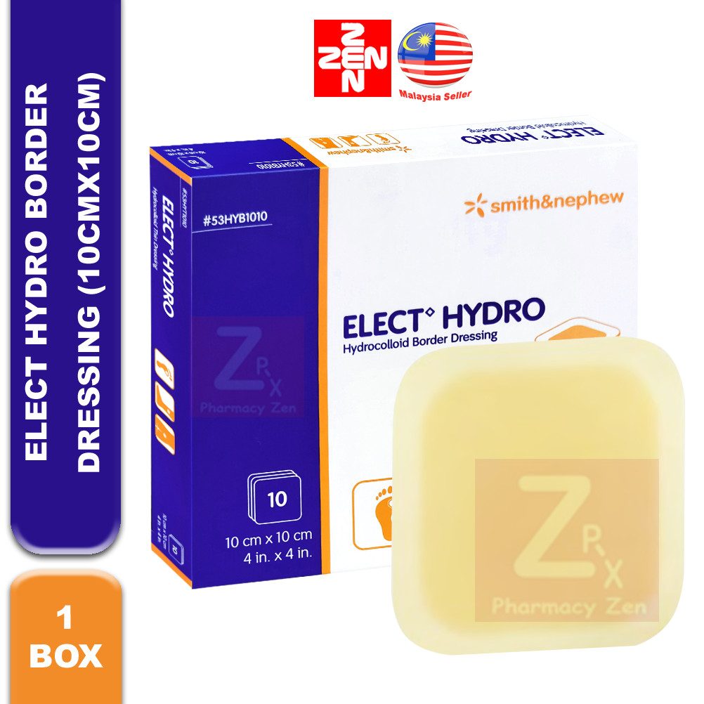 [1 BOX] Smith & Nephew Elect Hydro Border Dressing (10cmx10cm)(10PC ...