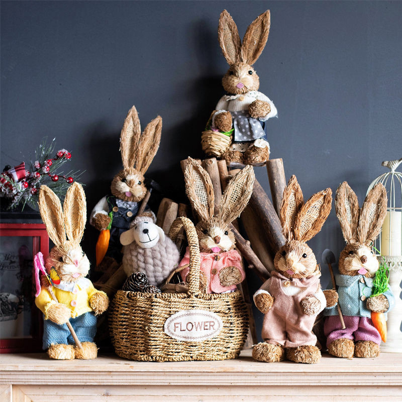 Straw Rabbit Vintage Straw Rabbit Handmade Rabbit Decoration Lovers ...