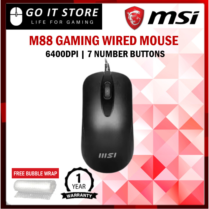MSI M88 Gaming Wired Optical USB Mouse 6400DPI | Shopee Malaysia