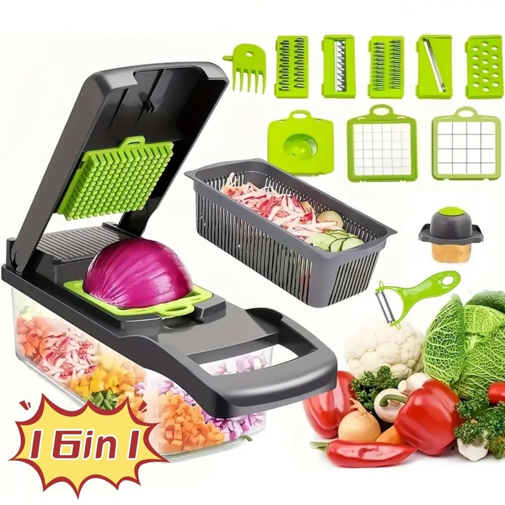 【COD】 16 in 1 Vegetable Chopper Multi-functional Vegetable Cutter Pencincang Sayur cutter Peeler ...