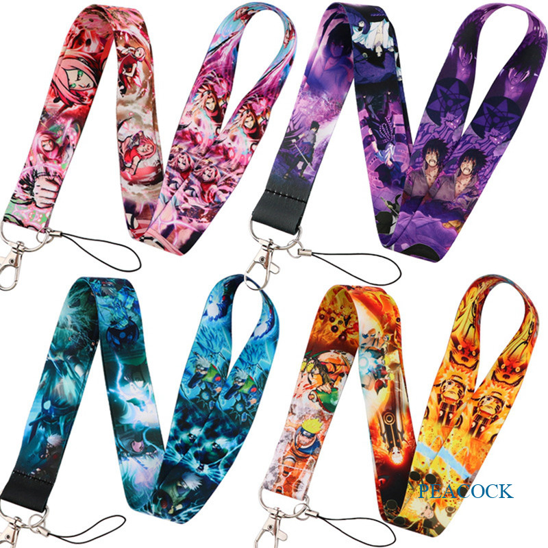 PEACOCK Anime Naruto Akatsuki Clouds Neck Strap Lanyard For Keys DIY ID ...