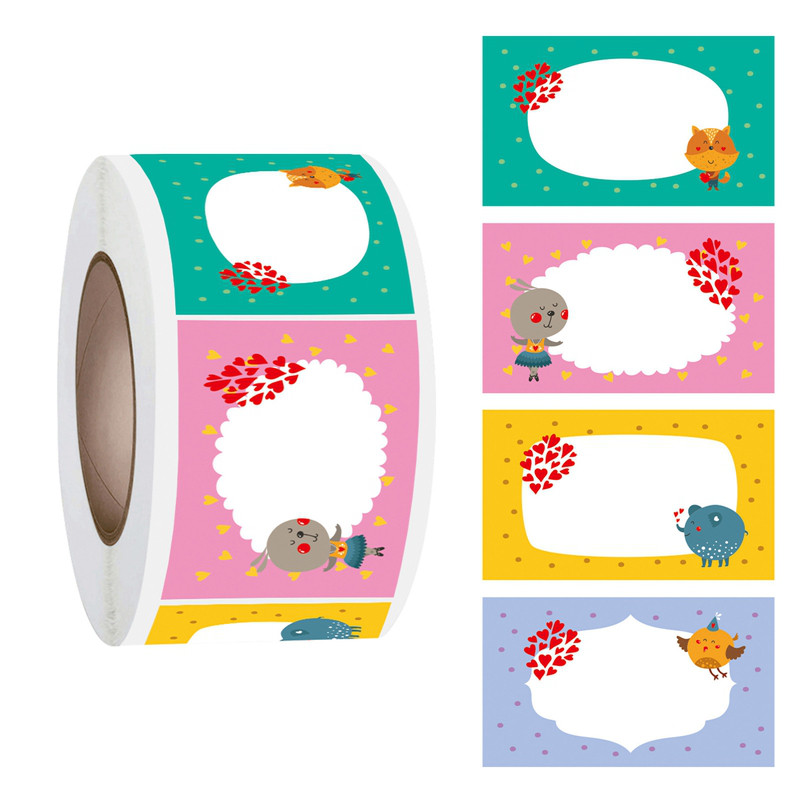Hosty 250Pcs/Roll Cartoon Self-Adhesive Writable Labels Stickers ...