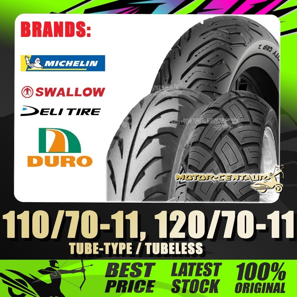 TAYAR 110/70-11, 120/70-11 SWALLOW,DELI,MICHELIN,DURO TUBELESS TYRE FOR ...