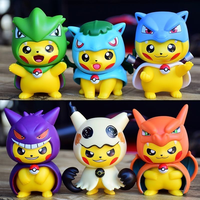Pikachu Blind Box Cosplay Series 6pcs/Set Pikachu Figure Cute Desk ...