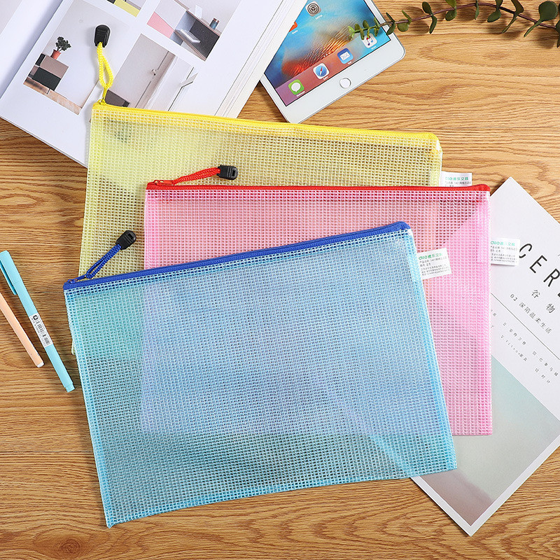 A4/A5/A6 File Bag Transparent Mesh Data Zipper Storage Bag Student Test ...
