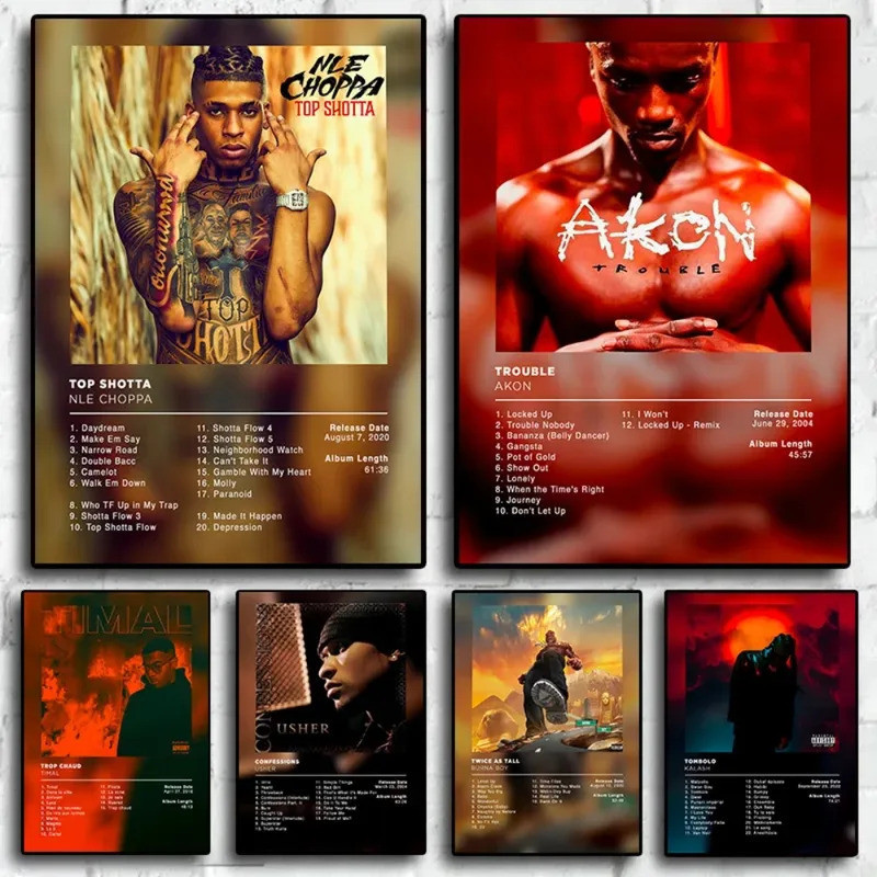 Hip Hop Rapper NLE Choppa Akon Posters estetik Pop muzik Album Cover ...