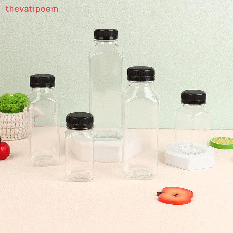 [thevatipoem] Empty Plastic Square Juice Bottles With Caps Water ...
