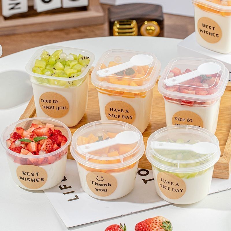 Double Skin Milk Cup Pudding Special Cup with Lid Disposable Dessert ...